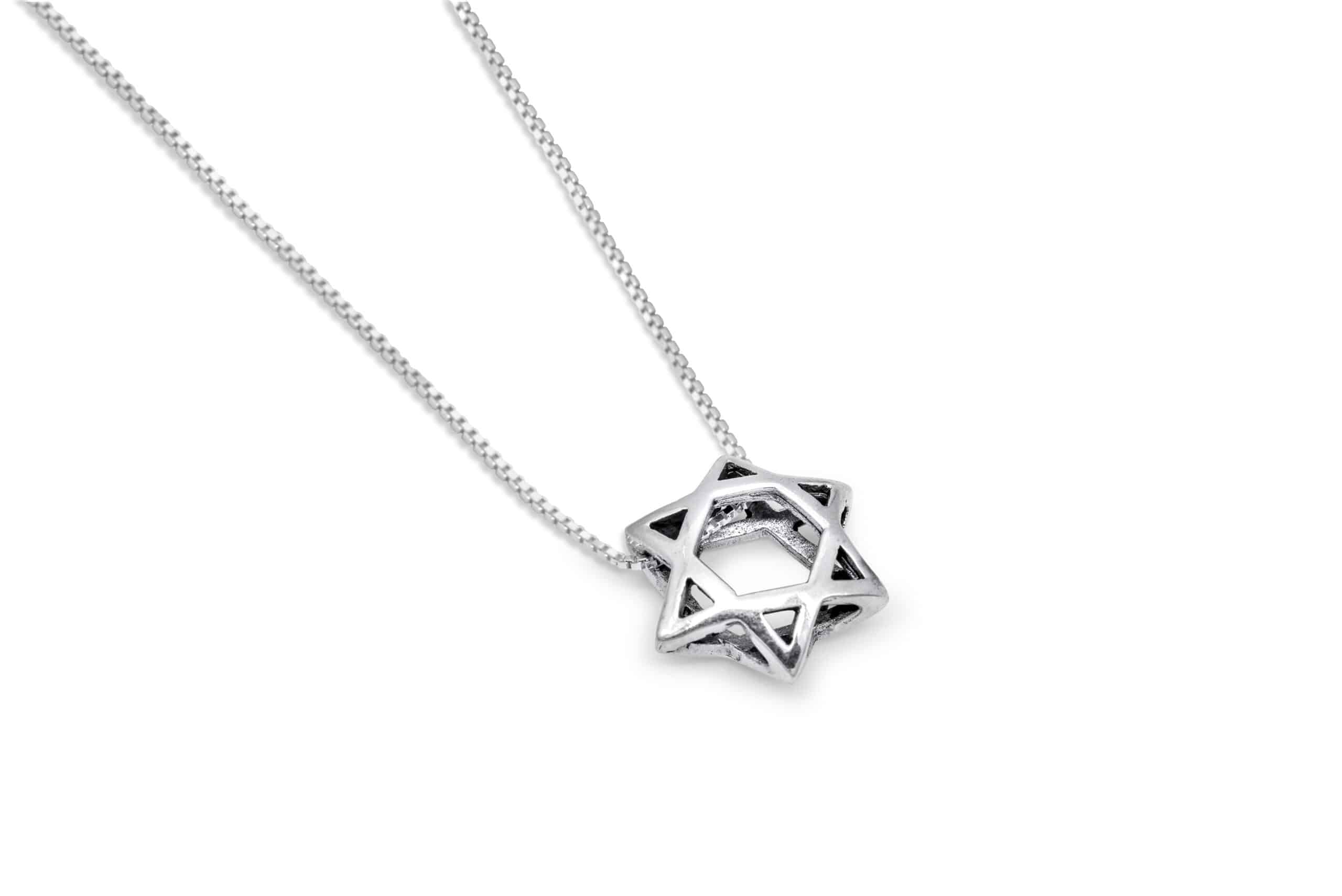 Chunky Silver Star of David Necklace - Israel Center of Judaica